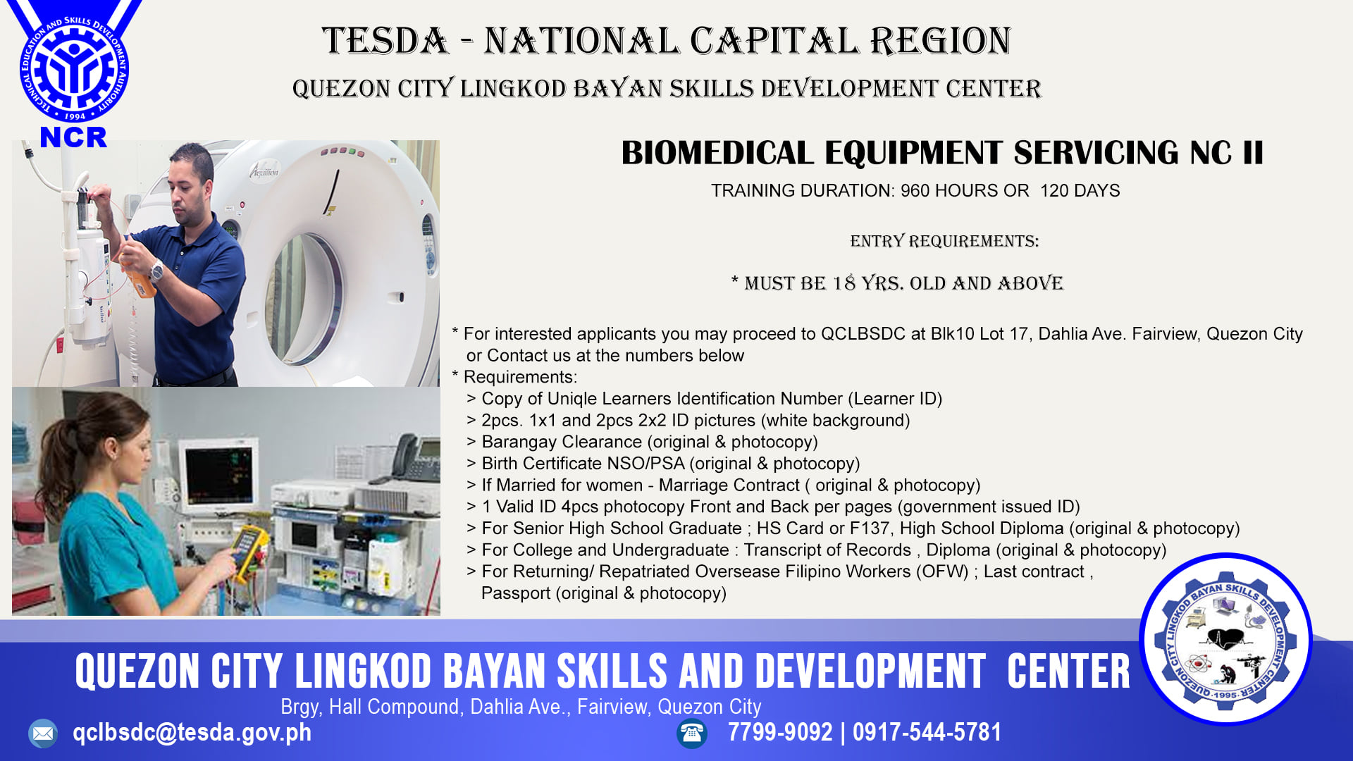 Biomedical Equipment Servicing NC II. – Think Positive OFW